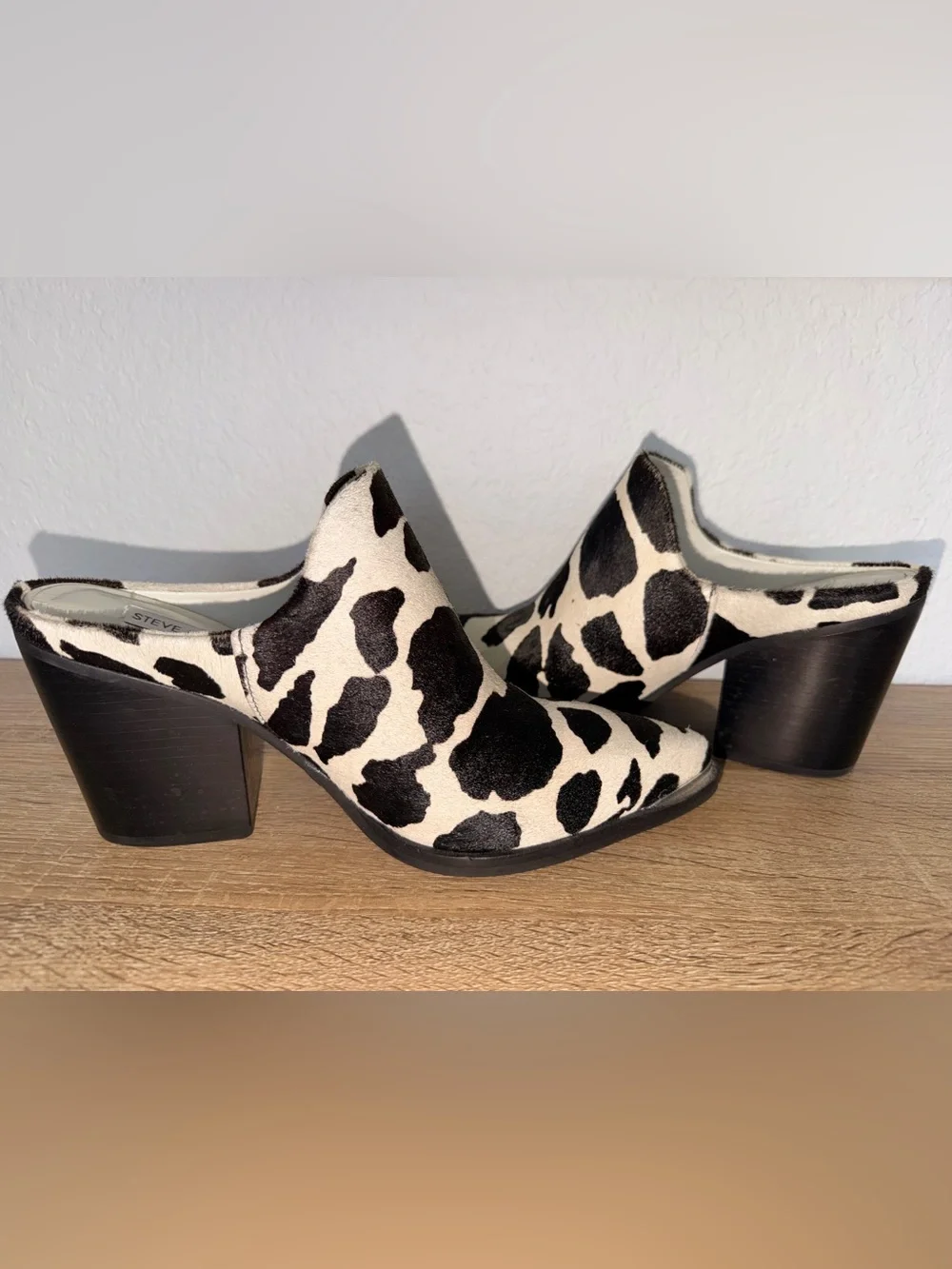 Steve Madden | Shoes | Steve Madden Fur Cow Print Pointed Toe Mules ...